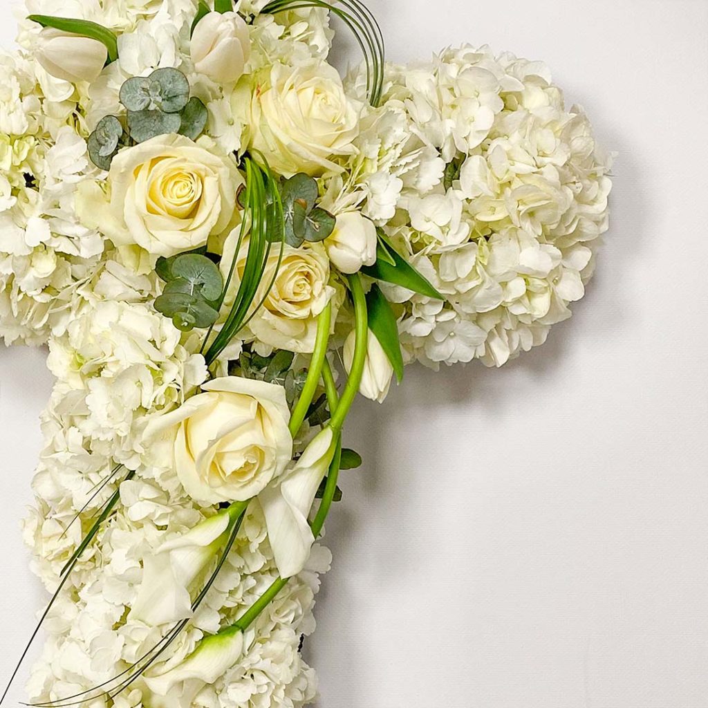 Heavenly Pure Floral Cross - Alistair Floral Design